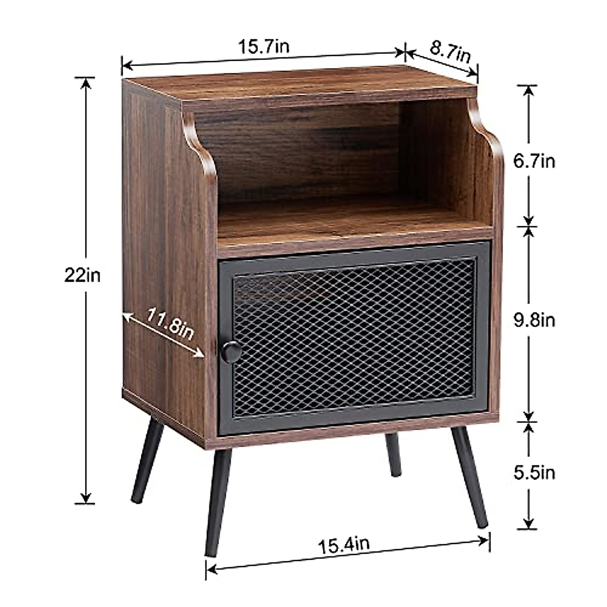 VECELO Nightstand with Storage Cabinet, End Side Table with Drawer,Night Stand for Home, Bedroom, Living Room, Easy Assembly,Set of 2,Brown