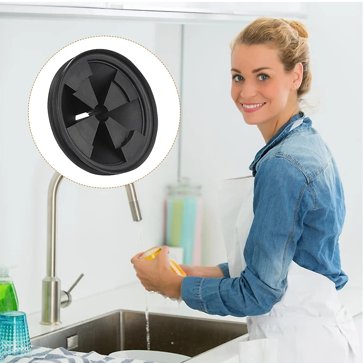 Garbage Disposal Splash Guard, Upgraded EPDM Rubber 3 3/8" for InSinkErator Evolution Series QCB-AM Kitchen Sink Baffle Drain Cover Removable Quiet Collar Insert Parts