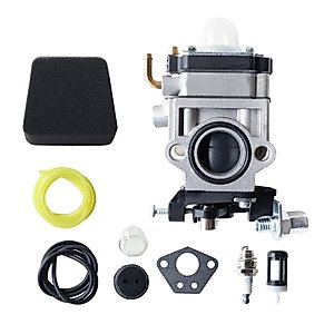 Annolai 300486 43cc Carburetor For Earthquake E43 MC43 Auger Tiller Parts Earthquake 43cc Viper Engine E43 E43CE Auger MC43 MC43E Cultivator Powermate 43cc Tiller Carburetor w 3004156 Air Filter