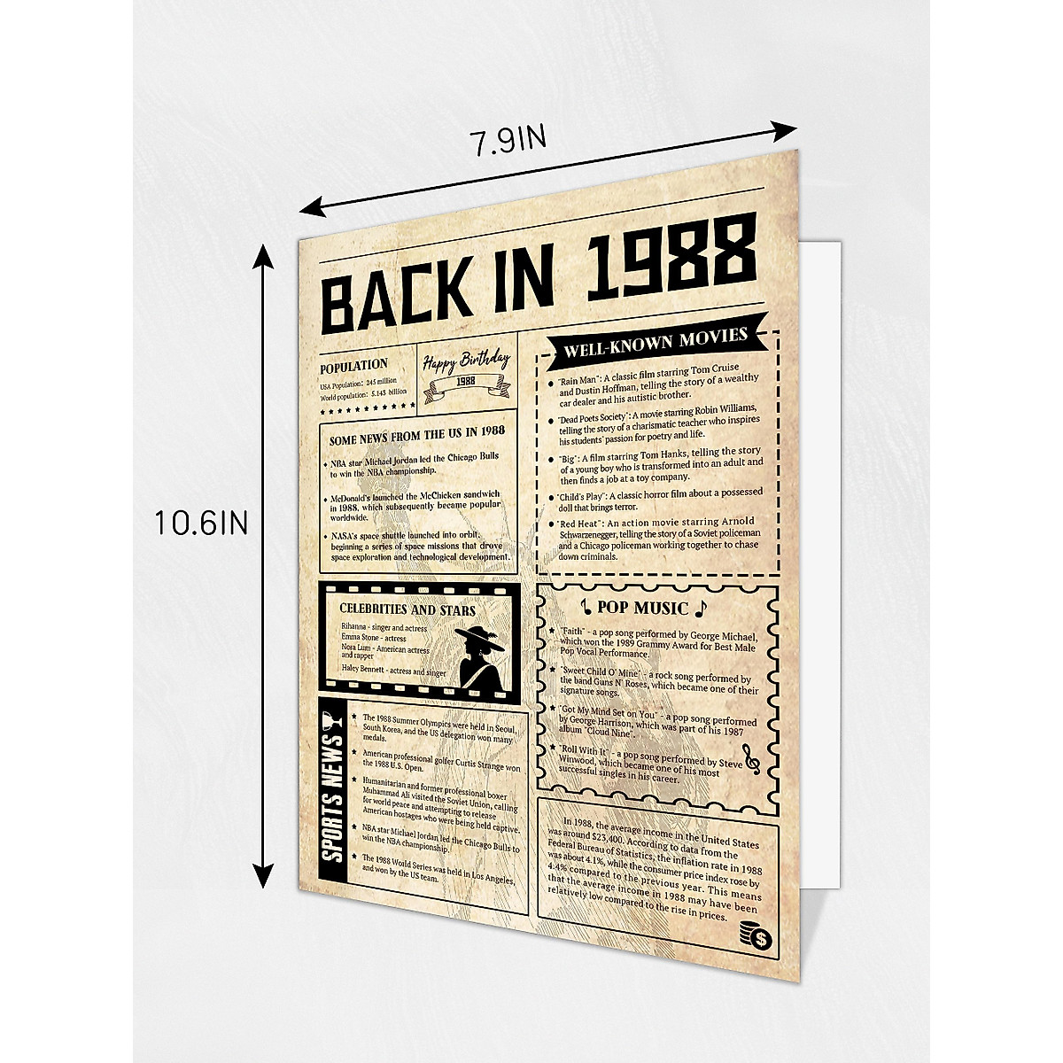 Smnwinsl 1988 Large Birthday Cards, 36th Birthday Gifts for Men and Women, His/Her 36th Birthday Decorations, Husband Wife 36th Birthday Party Table Decorations