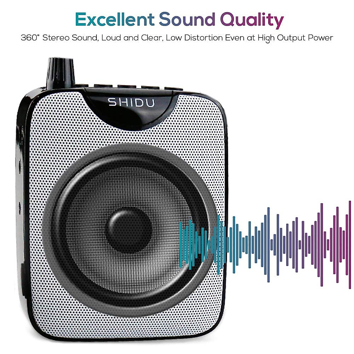 Voice Amplifier, SHIDU Original Wireless Voice Amplifiers 10W Rechargeable Portable Mini PA System Speaker with UHF Wireless Microphone Headset for Teachers, Yoga, Tour Guides, Coaches, Classroom