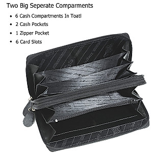 Lucky potato Luxury Genuine Stingray Skin Leather Clutch Checkbook Wallet for Men and Women with Wirstlet,Multi Card Organizer and Large Capacity Purse,Multicolor,Per-zip Wallet