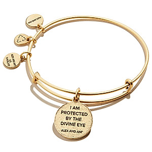 Alex and Ani Path of Symbols Expandable Bangle for Women, Evil Eye and Sodalite Charm, Rafaelian Gold Finish, 2 to 3.5 in