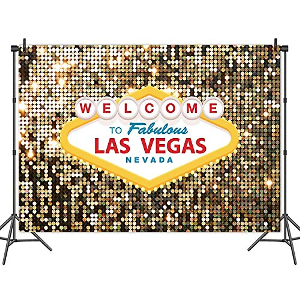 Welcome to Las Vegas Party Photography Backdrops 7x5ft Fabulous Casino Poker Movie Themed Photo Background Vintage Costume Dress-up Birthday Prom Ceremony Baby Shower Banner Supplies Props Vinyl