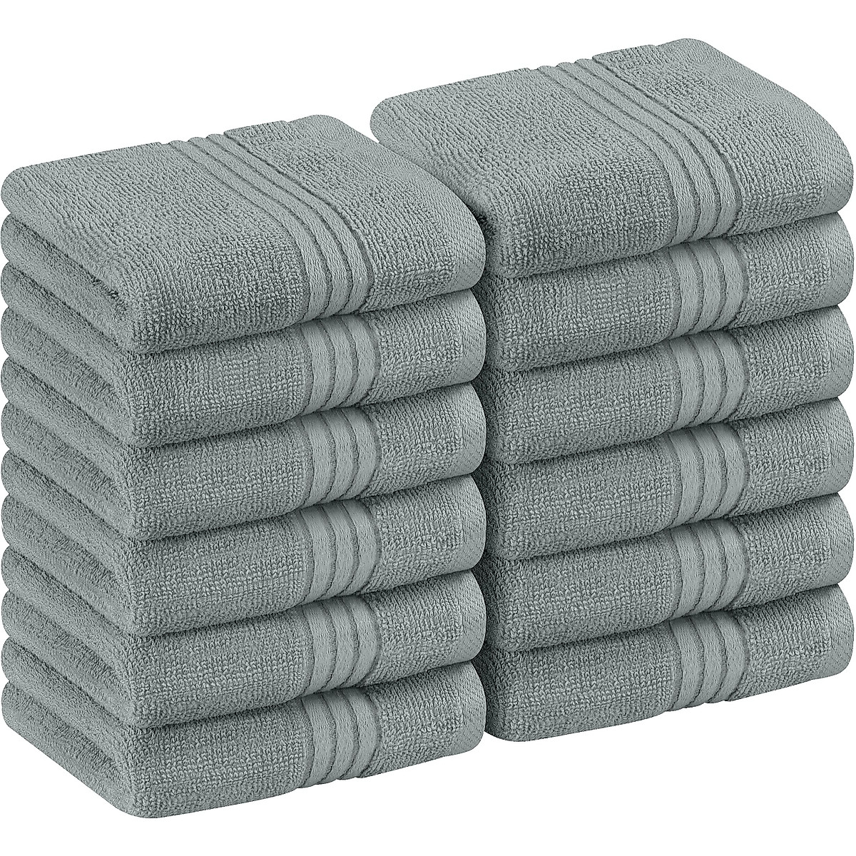 Utopia Towels 12 Pack Premium Wash Cloths Set (12 x 12 Inches) 100% Cotton Ring Spun, Highly Absorbent and Soft Feel Washcloths for Bathroom, Spa, Gym, and Face Towel (Cool Grey)