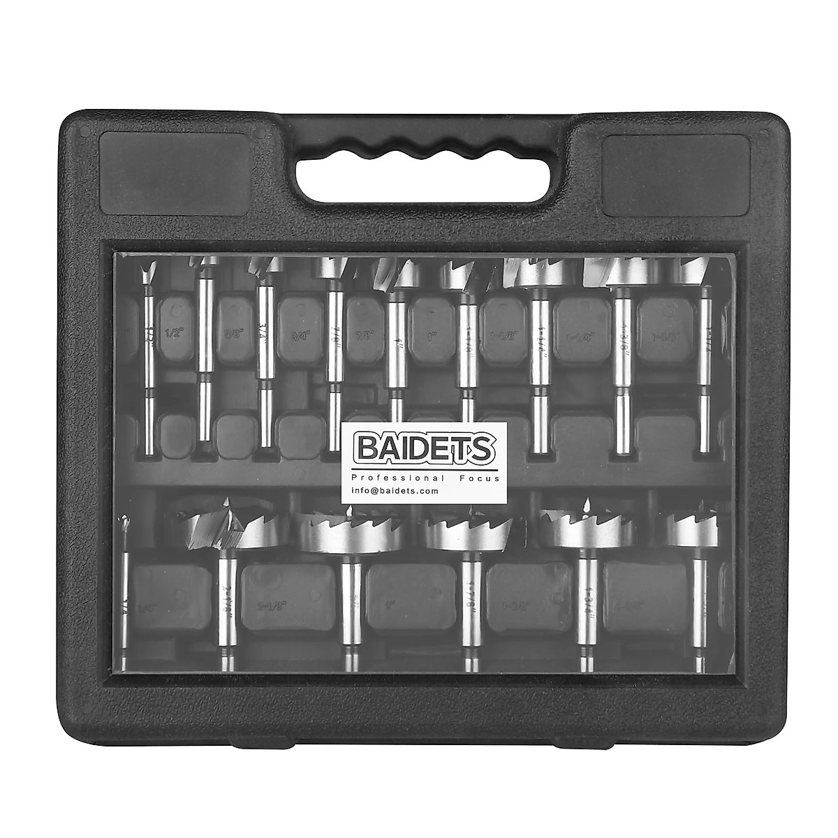 BAIDETS Forstner Bit Set 16Pcs - Forstner Bit Wood Drilling, Forstner Drill Bit with Center Positioning