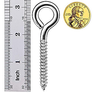 DihZoks 12 Pack 3.2 Inches Screw Eyes, Eye Hooks Screw in Heavy Duty, Eye Bolt, Long Eye Screws Ring, Swing Hooks for Hammock Stand, Swings Chair, Yoga, Indoor & Outdoor, Self Tapping Screws