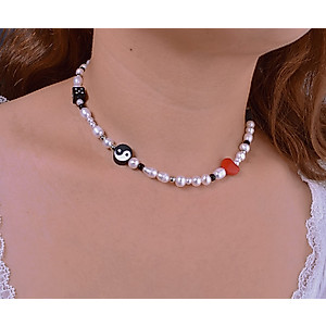 Beaded Necklace Choker Necklace For Women Bead Necklace Pearl Necklaces Yin Yang Dice Heart Necklaces Jewelry Colorful Boho Cute Beads Chokers Pendant Y2k Jewelry Gifts For Her