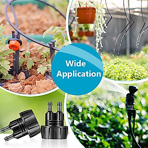 5 Pack Drip Irrigation Tubing Faucet Adapter Garden Faucet Hose Adapter Drip Irrigation Hose Connectors Faucet Connector with Washers for Garden Irrigation System(Double, Convert 3/4 to 1/4)