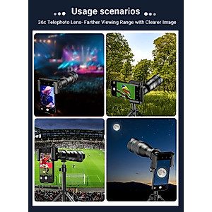 APEXEL High Power 36X HD Telephoto Lens, Telephoto Mobile Cell Phone Lens with Tripod for iPhone 15/14/13 Pro, Samsung and Most Smartphone