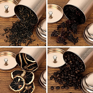 JUXYES Pack of 6 Tea Tins Canister with Airtight Double Lids, 8 fl oz Loose Leaf Tea Storage Airtight Kitchen Canisters Tins Can Box for Storage Loose Tea Coffee Herbs and Spices