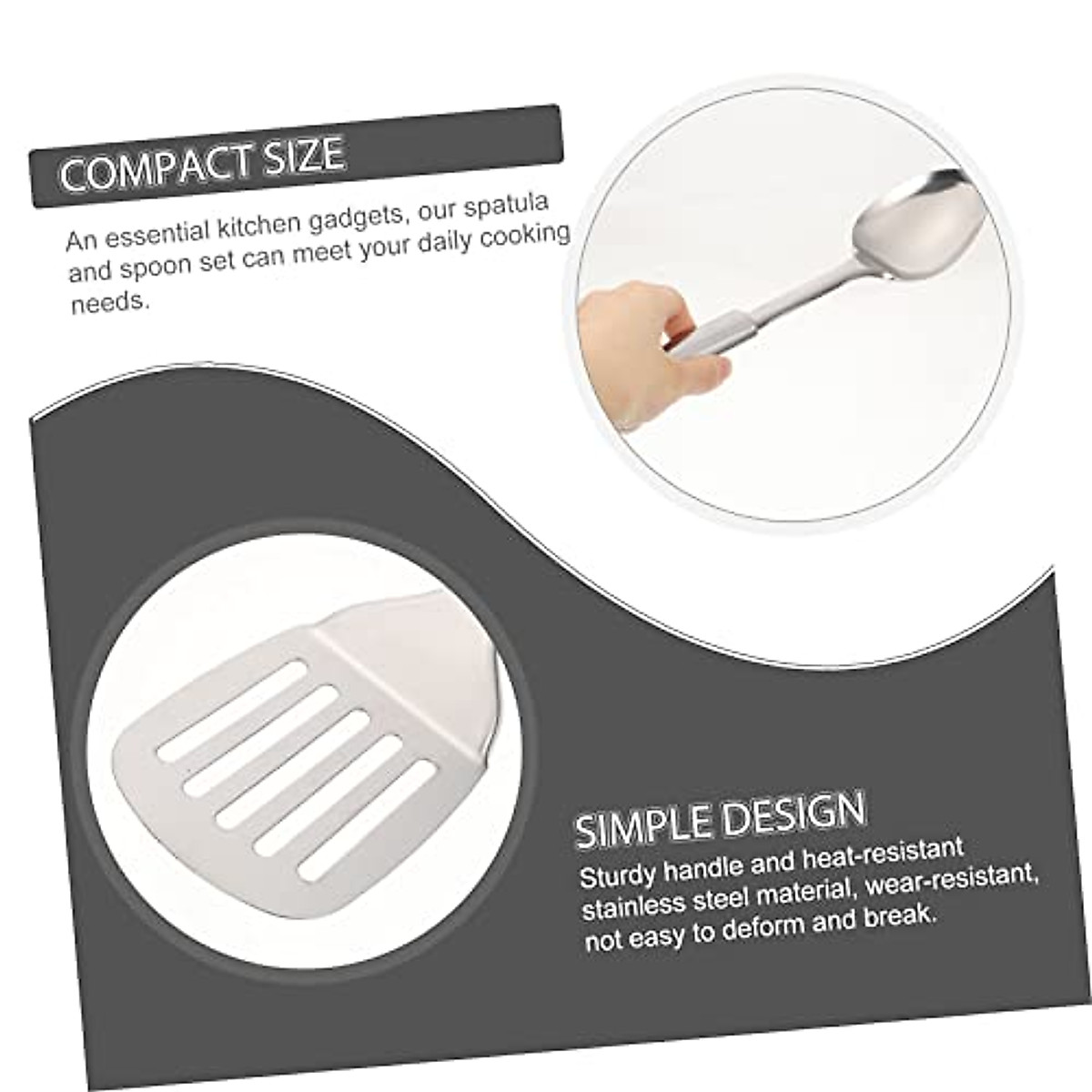 YARNOW 2 Sets Stainless steel kitchenware spatula stainless steel egg cookers slotted spoon ash can for fireplace kitchen cooking tool egg spatula double line Cutlery Set