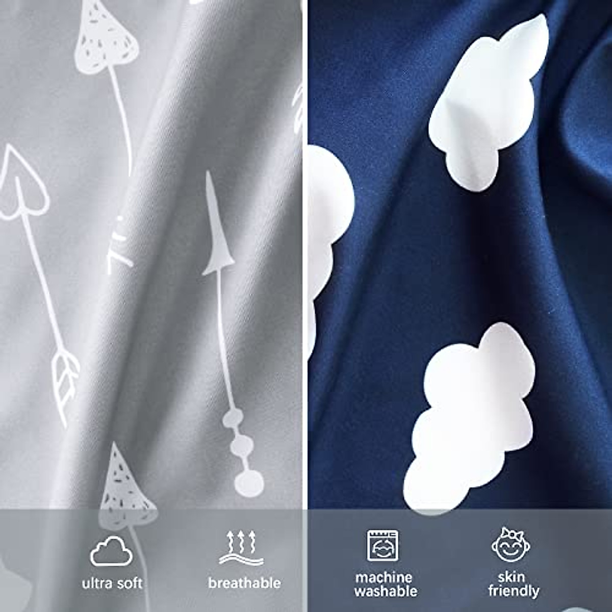 Biloban Mini Crib Sheets 38'' x 24'', 4 Pack Ultra Soft Microfiber Fitted Portable/Mini-Crib Sheet for Baby Boys and Girl, Grey/Navy/White