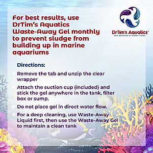 DrTim's Aquatics Reef Safe Waste-Away Time Release Gel – Natural Fish Tank & Aquarium Leave-in Waste Management Solution for Dissolving Cleaning Organic Sludge - 2 Pack Treats 200 gal