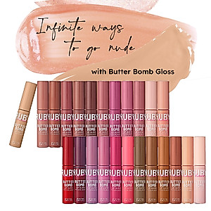 Ruby Kisses Lip Gloss Butter Bomb Gloss Non-Sticky Lip Gloss Vitamin E Natural Nude Lip Makeup - 7.8mL (0.26 US fl.oz) (White Lie)