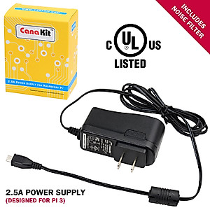 CanaKit 5V 2.5A Raspberry Pi 3 B+ Power Supply/Adapter (UL Listed)