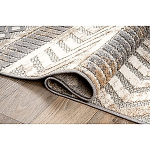 Rugshop Distressed Geometric Indoor/Outdoor Area Rug 7'10" x 10' Beige