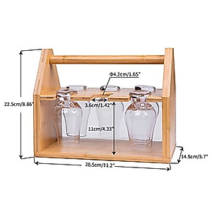 JILLMO Whiskey Glass Holder Rack, Bamboo Caddy Compatible with Glencairn Whisky Glasses, Crystal Whiskey Glasses, Bourbon Glasses