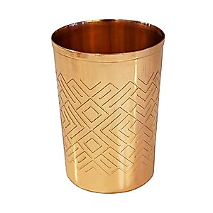 Alchemade 100% Pure Copper Mint Julep Tumbler Cups - 10 Oz Derby Cups With Etched Geometric Design For Mint Juleps, Cocktails, Or Your Favorite Beverage - Keeps Drinks Colder, Longer
