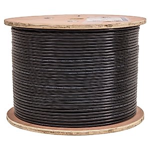 Vertical Cable Cat6, UTP, Gel Filled (Flooded Core), Direct Burial, 1000ft, Black, Bulk Ethernet Cable