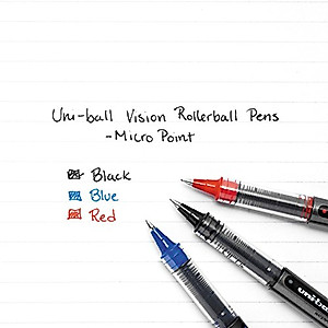 uni-ball 60108 Vision Roller Ball Stick Waterproof Pen Blue Ink Micro Dozen