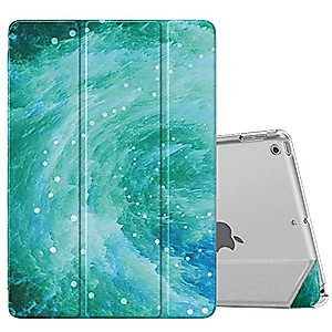 MoKo Case for iPad 10.2 iPad 9th Generation 2021/ iPad 8th Generation 2020/ iPad 7th Generation 2019, Slim Stand Hard Back Shell Smart Cover Case for iPad 10.2 inch, Auto Wake/Sleep, Swirl