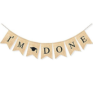 Uniwish I am Done Banner for Graduation Party Decorations 2022 Garland College High School Grad Party Supplies Congrats Grad Sign