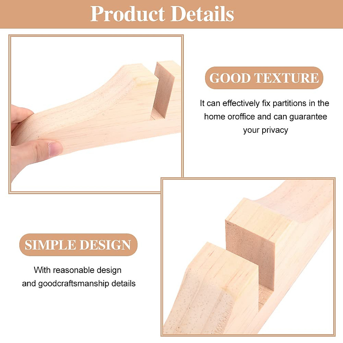 CALIDAKA 2pcs Wooden Room Divider Stand Folding Privacy Screen Holder,Thickened Room Divider Bracket Room Panel Bracket Screen Panel Feet for Home Hotel(Light Brown,Size:11.81 x 2.83 x 1.38inch)