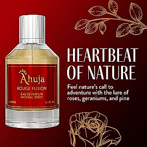 AHUJA Rouge Fusion Unisex Eau De Parfum 3.4 fl oz - Vanilla Perfume W/Bold Citrus Scents & Allure Of Roses, Geraniums, & Pine - Sophisticated Scents
