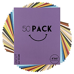 Golden State Art, Pack of 50, Uncut 8x10 Mat Boards, Assorted Colors, 4-ply Thickness Matboard Great for Frames, Artworks, Prints, Pictures
