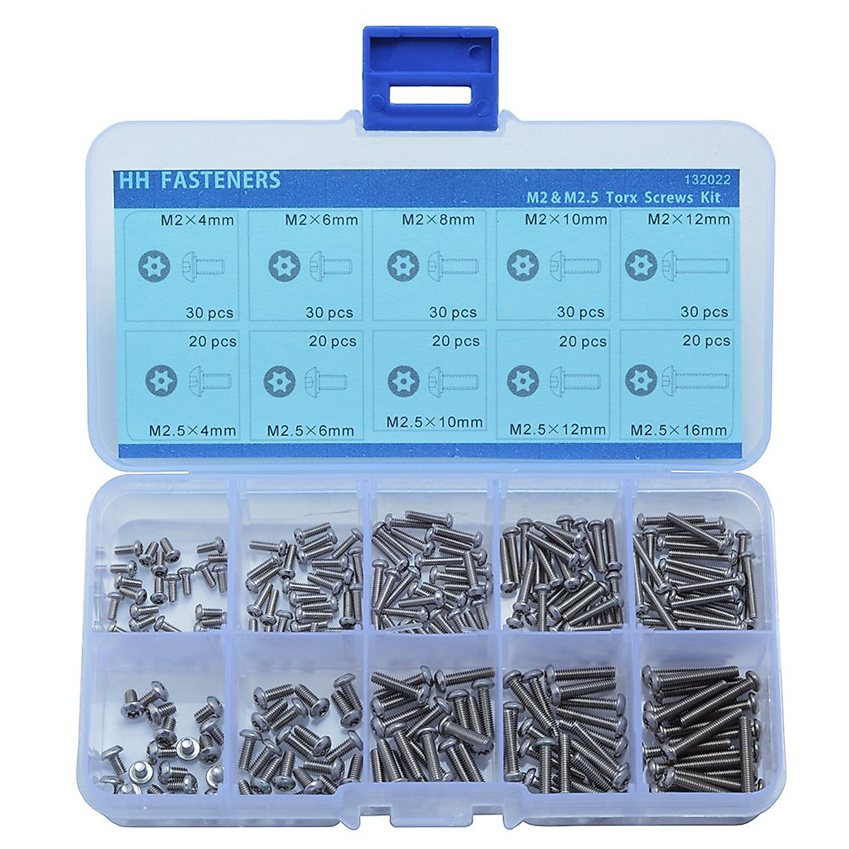 M2 M2.5 Pin-in-Torx Security Screws Assortment Kit Stainless Steel,Pack of 250-piece