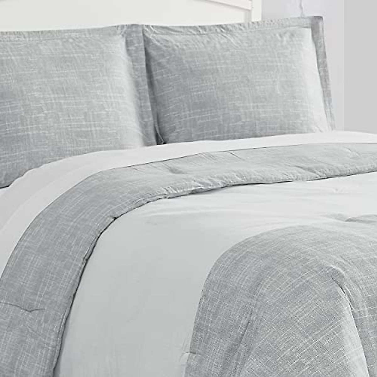 Poppy & Fritz | Stripe Collection| Duvet Cover Set- 100% Cotton Ultra Soft, All Season Bedding, Pre-Washed for Added Softness, Twin, Grey