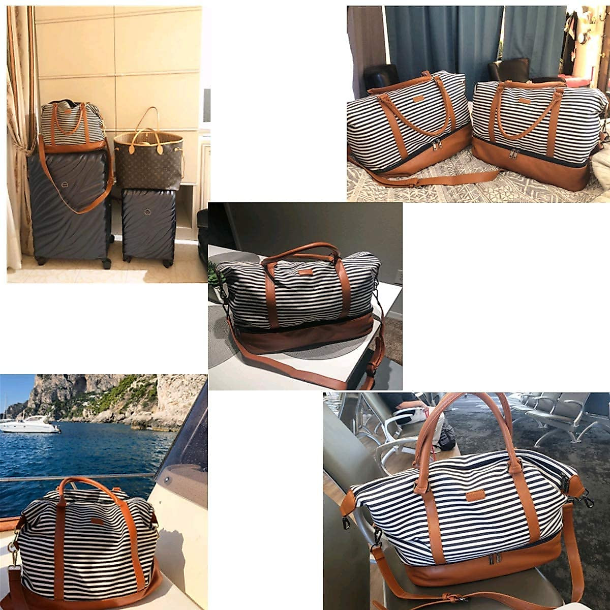 BAOSHA HB-28 Ladies Women Canvas Travel Weekender Bag Overnight Carry-on Duffel Tote Bag (Black)