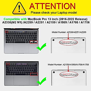 Fintie Case for MacBook Pro 13 Inch A2338(M2 M1) A2251 A2289 A2159 A1989 A1706 A1708 - Snap On Hard Shell Case Cover for MacBook Pro 13 2016-2022 Release with/Without Touch Bar, Crystal Clear