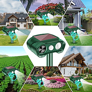 2 Pack Upgraded Solar Deer Repellent Devices for Garden,Ultrasonic Animal Repeller Outdoor with Motion Sensor to Scare Away Raccoon Cat Rabbit Squirrel Dog Skunk,Animal Deterrent for Yard Protection