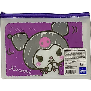 Sanrio Accessories Cosmetic Flat vinyl pouch Zipper Case Bag 19 × 14 cm (Crayon touch) (Kuromi)