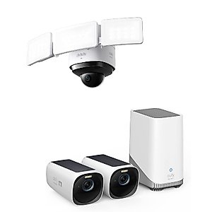 eufy Security Floodlight Cam 2 Pro, S330 eufyCam 3 2-Cam Kit Bundle, Outdoor Wireless, 4K Camera with Solar Panel, Expandable Local Storage,360-Degree Pan and Tilt Coverage, Smart Lighting.
