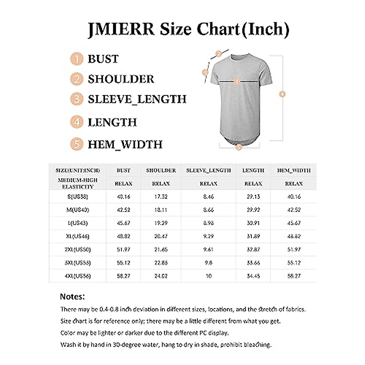JMIERR Men's 3 Pack Cotton Hipster Hip Hop Longline Crewneck T-Shirt, Short Sleeve T Shirts for Men Pack, US 43(L), Black/Dark Grey/Khaki