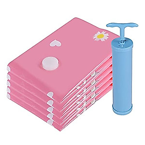 5Pcs Vacuum Compression Bag Dust Proof Storage Bag Household Thick Clothing Quilt Vacuum Bag Reusable Vacuum Storage Bags With Inflator Waterproof Compression Bags For Travel Home