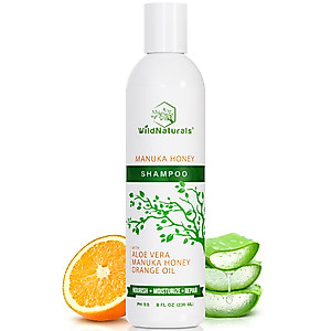 Wild Naturals Manuka Honey Shampoo for Eczema & Psoriasis – Hydrating Sulfate-Free Shampoo with Aloe Vera & Coconut Oil – Moisturizing Shampoo for Dry, Itchy Scalp