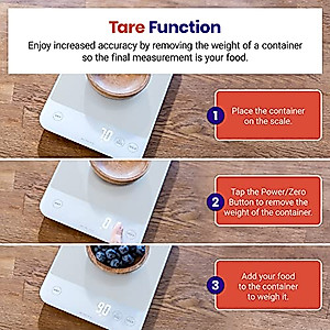 Etekcity Luminary Lite 22lb Food Kitchen Digital Scale, IPX6 Waterproof, Rechargeable, Ounces and Grams for Weight Loss, Cooking, Baking, 0.05oz/1g Precise Graduation, Silver White