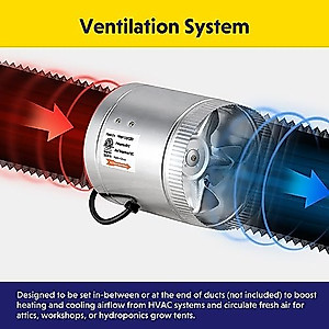 iPower 6 Inch Inline Booster Duct Fan with Speed Controller, 240 CFM HVAC Exhaust Ventilation Blower, Low Noise for Grow Tent, Attics, Basements, Bathrooms and Kitchens