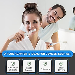 Toothbrush Adaptor Plug UK Charger Adapter Shaver Socket 2 Pin to 3 Pin Electric Converter for Razor Plugs Bathroom Two to Three Prong Charging Tooth Brush Plugs Adapters Electrical Shaving (White)