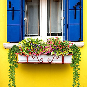 WILLBOND 12 Bundles Faux Flowers Outdoor UV Resistant Faux Plants Shrubs Plastic Rose Flowers Planter Faux Flowers for Home Window Box Kitchen Office Wedding Garden Hanging Decor