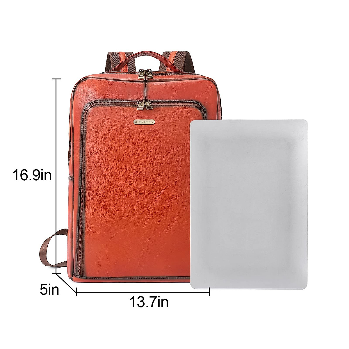 CLUCI Genuine Leather Laptop Backpack for Women 15.6 inch Computer Bag Travel Vintage Daypack Business Bags Red-brown