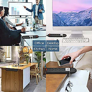 Power Strip Surge Protector with 6 AC Outlets, Manymax 6Ft Extension Cord, 1050J Surge Protection, Overload Protection (125V/15A/1875W), Wall Mount Power Strip for Home, Office, Hotel-Black (1 Pack)