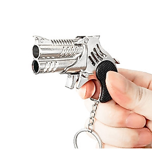 Rubber Band Gun Creative Keychains Decorative Ornaments School Bag Pendants Creative Decompression Toys (Silver)