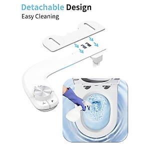 Livilord Bidet Attachment for Toilet, Non-Electric Retractable Self-Cleaning Nozzle for Existing Toilets, Bidet Toilet Seat Attachment with Pressure Controls for Frontal & Rear Wash
