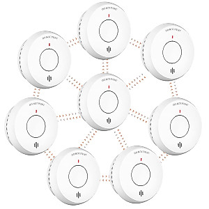 Jemay Wireless Interconnected Smoke Detectors, Fire Alarm with 820 ft Transmission Range, Smoke Alarm 10 Year Lithium Battery Operated, Fire Detector with Silence/Low Battery Signal,8 Pack