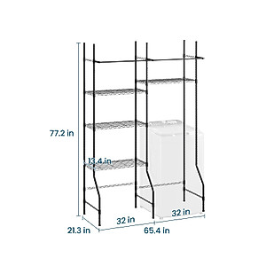 YORKING Clothes Drying Rack, Over The Washer and Dryer Storage Shelf with Adjustable Shelves, Space Saving Drying Rack for Laundry Room Easy Storage